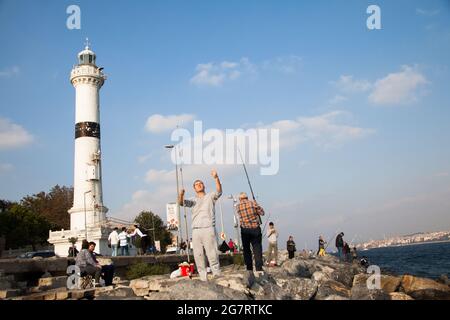 Istanbul/Turkey - 10/27/2017: View of Ahirkapi Lighthouseu in Istanbul ...