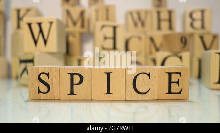 The word Paprika was created from wooden letter cubes. Gastronomy and ...