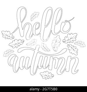 Hello autumn vector coloring page Stock Vector Image & Art - Alamy