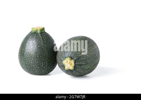 Two realistic looking globe or eight ball squash or zucchini or round ...