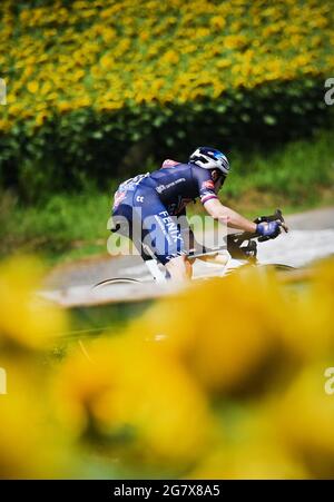 Libourne, France. 16th July, 2021. The peloton ride through the ...