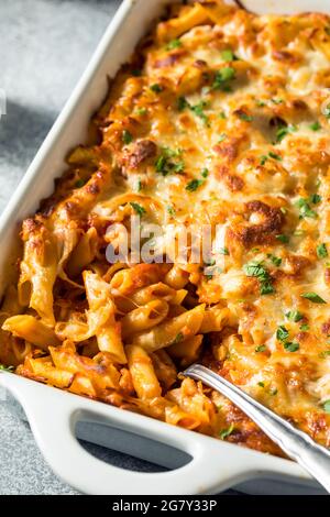 Homemade Chicago Baked Mostaccioli with Sauce and Cheese Stock Photo ...