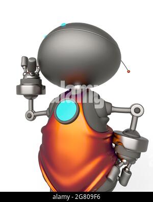 mini bot is thinking about in white background close up view, 3d ...