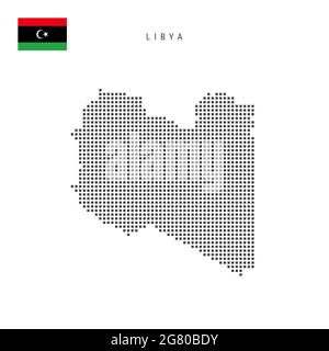 Square dots pattern map of Libya. Dotted pixel map with national flag ...