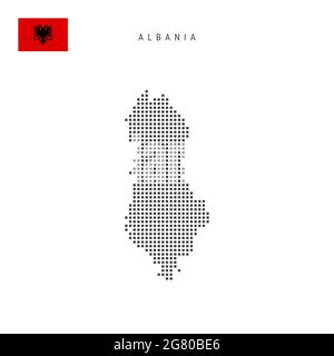 Dotted Map of Albania. Simple Silhouette of Albania. The National Flag ...