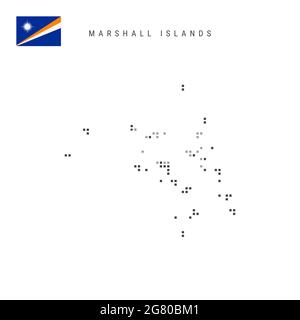 Marshall Islands pixel flag map icon. 8 bit pixel art Marshallese map ...