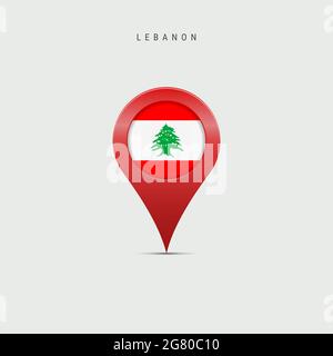 Teardrop map marker with flag of Lebanon. Lebanese flag inserted in the ...