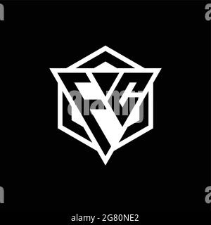 FC Monogram logo letter with triangle play button shape hexagonal rounded. Triangle circle ...