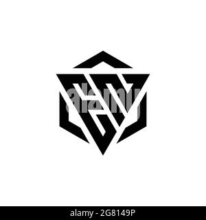 NE logo monogram with triangle and hexagon shape combination isolated ...