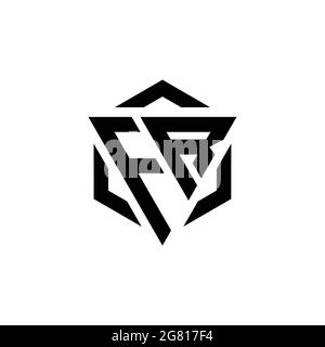 FR logo monogram with triangle shape and circle rounded style isolated on gold colors and black ...