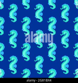 SeaHorse pixel art. 8 bit Sea animal. vector illustration Stock Vector ...