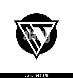 RT Monogram logo letter with triangle play button shape hexagonal rounded. Triangle circle ...
