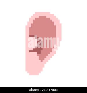 Human ear pixel art. 8 bit Part of body vector illustration Stock ...