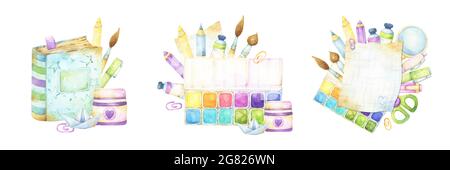 Premade design with watercolor clipart isolated on white background ...