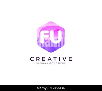 Initial FU logo template with modern frame. Minimalist FU letter logo ...
