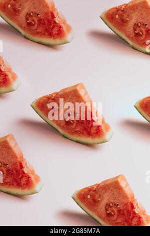 Watermelon slices, pastel background with copy space Stock Photo - Alamy