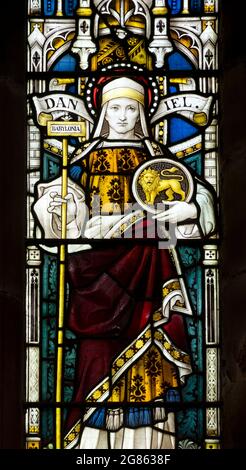 Stained Glass window of the Prophet Daniel and the Archangel Gabriel in ...