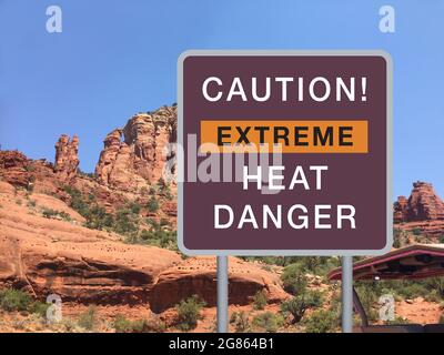 "Caution Extreme Heat Danger" sign, Route 190, Death Valley, California ...