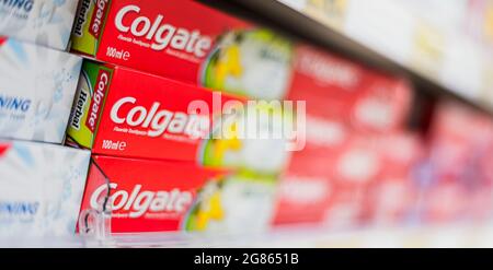 POZNAN, POLAND - APR 28, 2021: Bottles of liquid Coccolino fabric ...