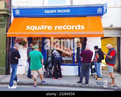 Square Records in Wimborne Dorset is opened up early by the local town ...