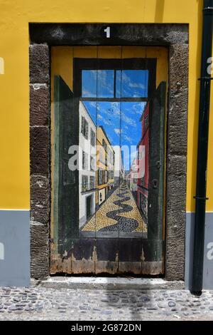 Art in Funchal, Door, Autonomous Region of Madeira, Portugal, Europe ...