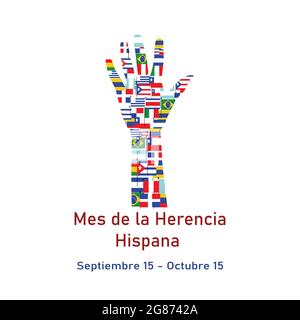 Mes Nacional de la Herencia Hispana, hands with different color and ...