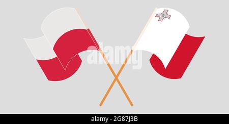 Poland and Malta flags for official meeting against background of world ...