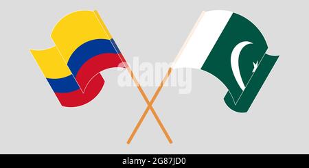 Colombia and Pakistan flags for official meeting against background of ...