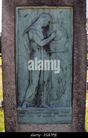 Richmond and East Sheen graveyard and cemetery with sign, tombstones ...