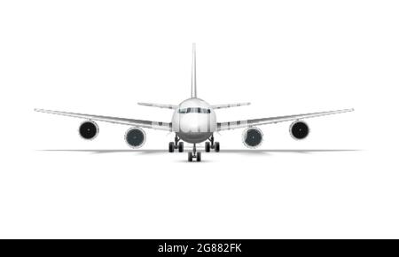 Realistic standing airplane, jet aircraft or airliner side view ...