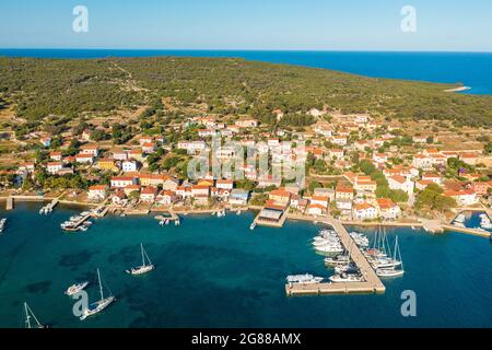 Aerial view of Ilovik town, the Adriatic Sea in Croatia Stock Photo - Alamy
