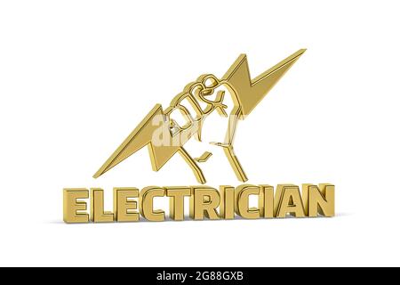 Golden 3d electrician icon isolated on white background - 3d render ...
