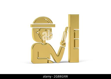 Golden 3d electrician icon isolated on white background - 3d render ...