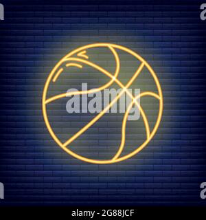 Basketball neon icon vector design element. Basketball symbol neon ...
