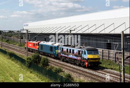 Stobart Rail livery class 92 electric locomotive hauling the Eddie ...