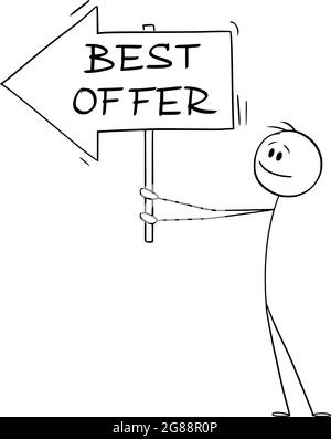 Person or Businessman Holding Best Offer Arrow Sign and Pointing at ...