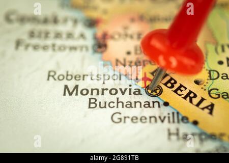 Atlas map of Monrovia in Liberia Stock Photo - Alamy
