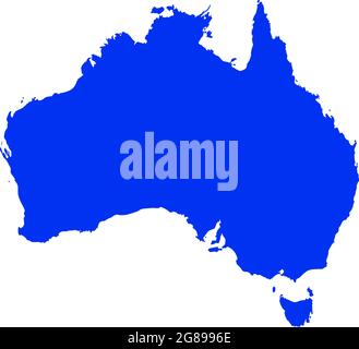Political map of Australia. Blue colored land with country name labels ...