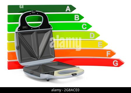 Energy efficiency chart with toaster, 3D rendering isolated on white ...