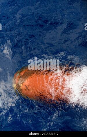 Bulbous bow, part of the blue ship bow with its bulb below waterline ...