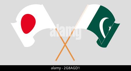 Japan and Pakistan flags for official meeting against background of ...