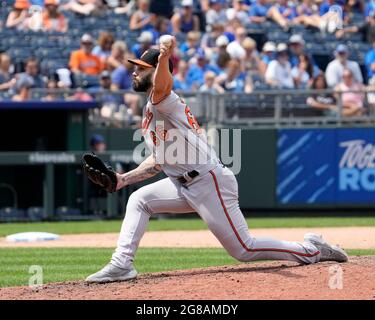 Baltimore Orioles relief pitcher Tanner Scott delivers a pitch during a ...