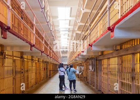 Interior view of the cell house of Alcatraz island at California Stock ...