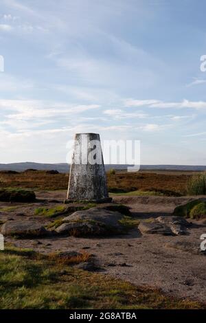 High Neb trig point, Stanage Edge, Peak District national park ...