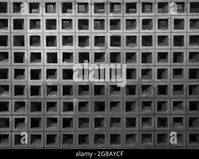 Square concrete block pattern, wall background. Corner of construction ...