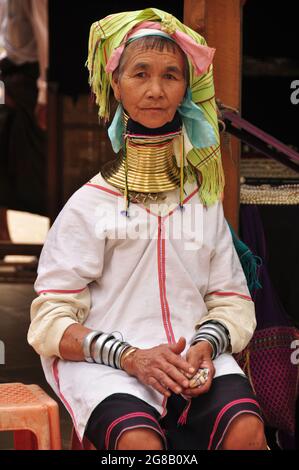 Kayan Lahwi women ethnic groups of Kayah State of Karen people wear the ...