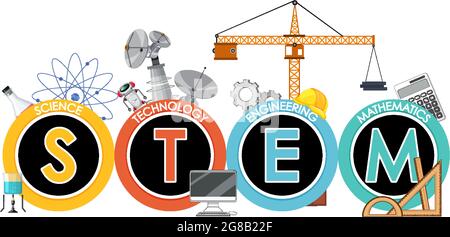STEM education logo banner on white background illustration Stock ...