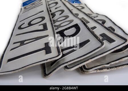 Old used EU car registration number Stock Photo - Alamy