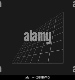 Retrofuturistic perspective grid at an angle. Cyberpunk design element. Grid in cyber 80s style ...