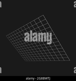 Retrofuturistic perspective grid at an angle. Cyber design element. Grid in cyberpunk 80s style ...